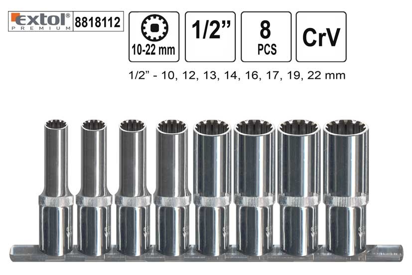 Gola ořechy Multilock 1/2" sada 8 kusů 10-22mm | Ajtrade.cz